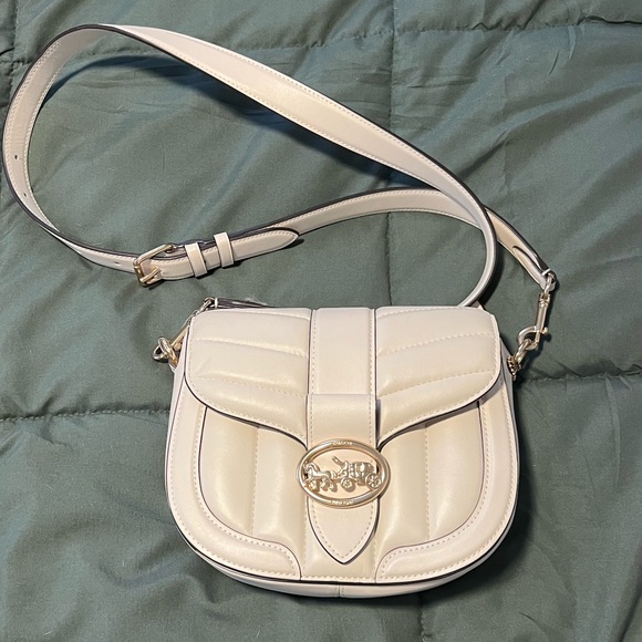 Coach | Bags | Coach Puffy Quilted Georgie Saddle Bag White | Poshmark